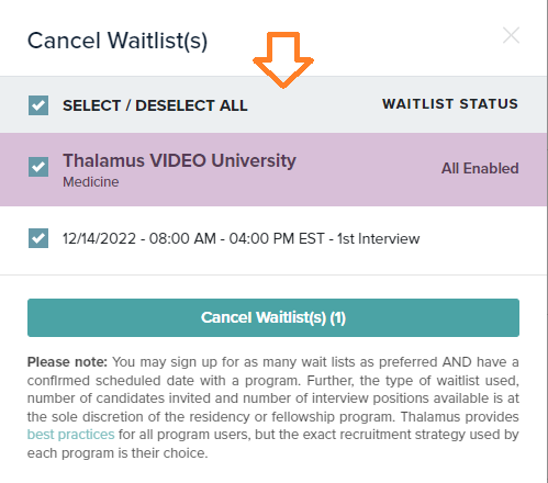 Waitlist Scheduling and Management for Applicants – ThalamusGME