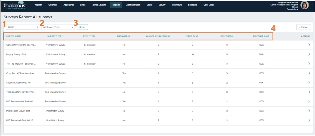 Viewing and Exporting Survey Reports – ThalamusGME Viewing and Exporting Survey Reports – ThalamusGME
