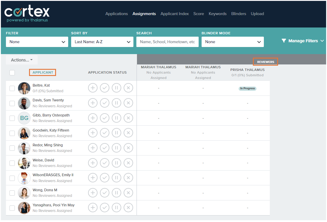 Cortex - Managing Applicant Assignments and Status – ThalamusGME