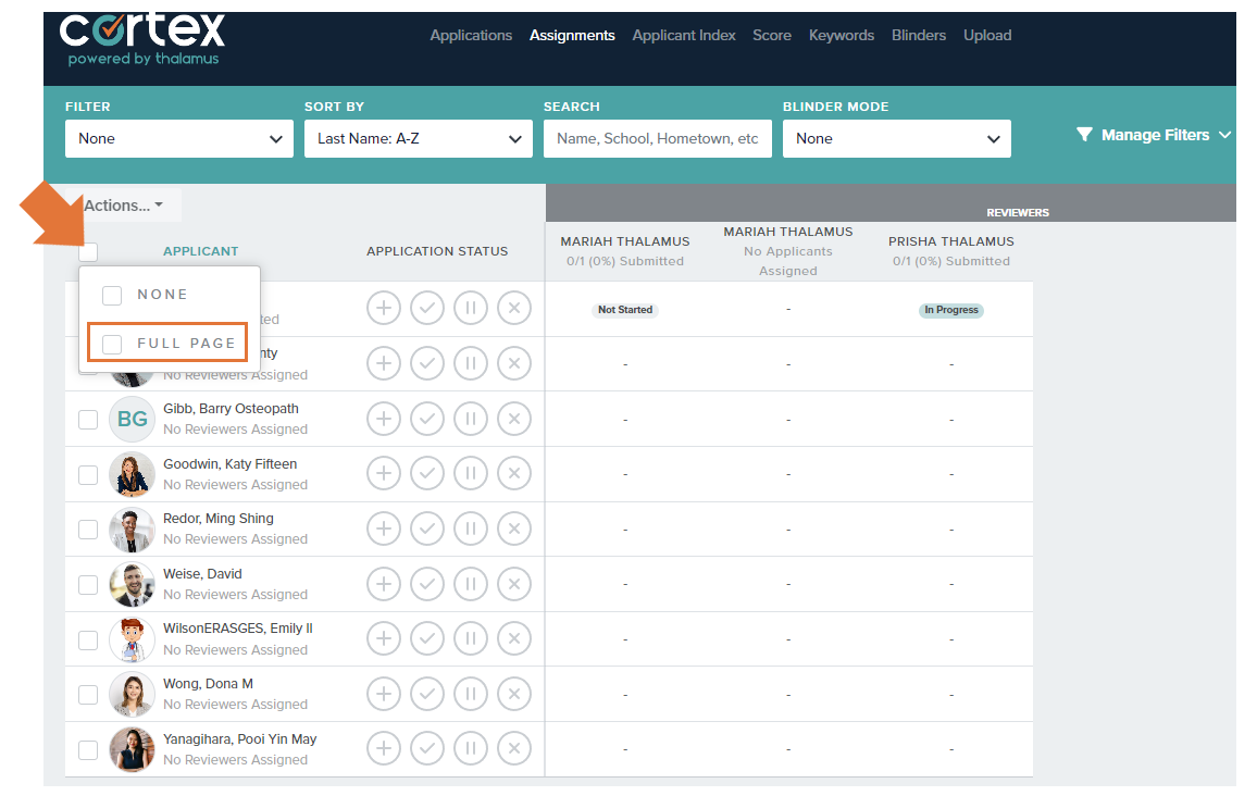 Cortex - Managing Applicant Assignments and Status – ThalamusGME