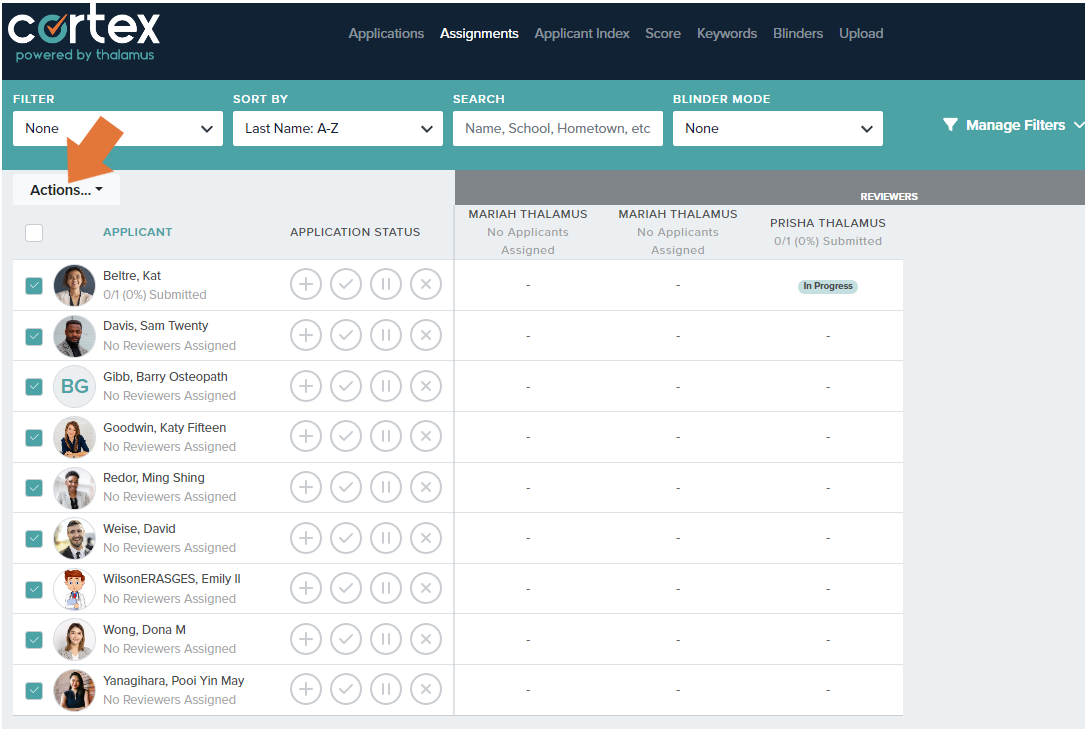 Cortex - Managing Applicant Assignments and Status – ThalamusGME