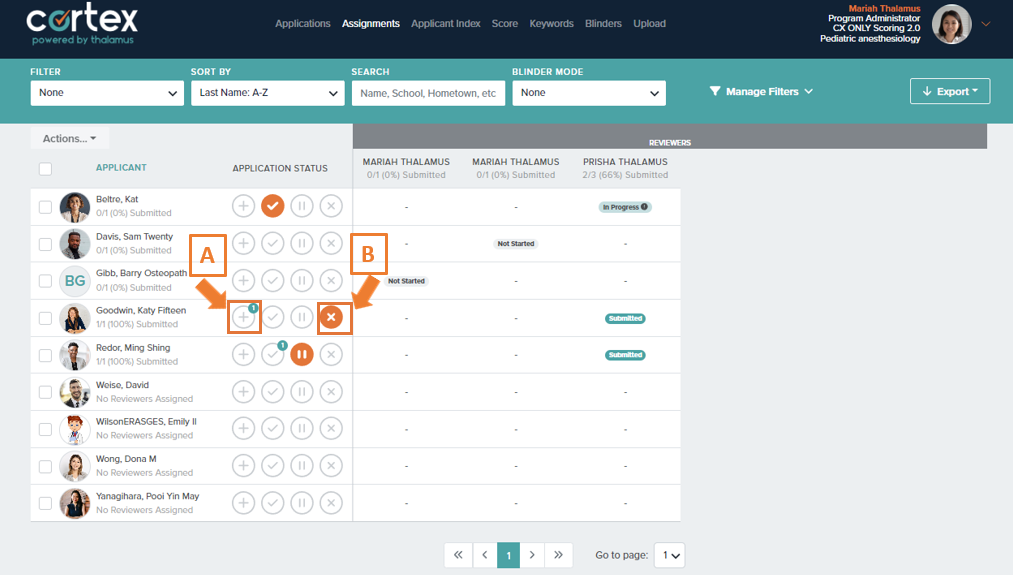 Cortex - Managing Applicant Assignments and Status – ThalamusGME