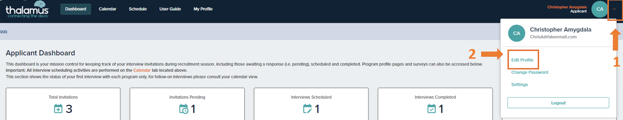 Managing Your Applicant User Profile – ThalamusGME
