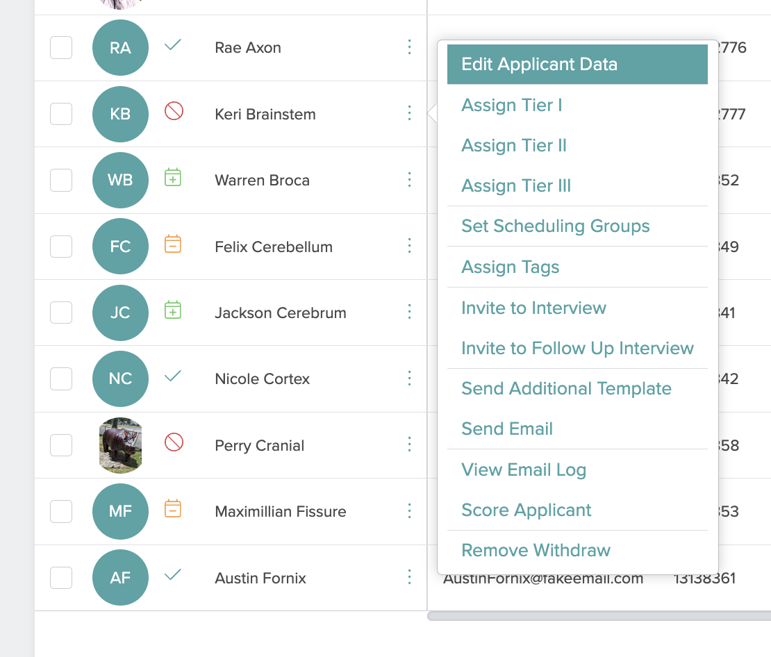 Editing Applicant Data – ThalamusGME
