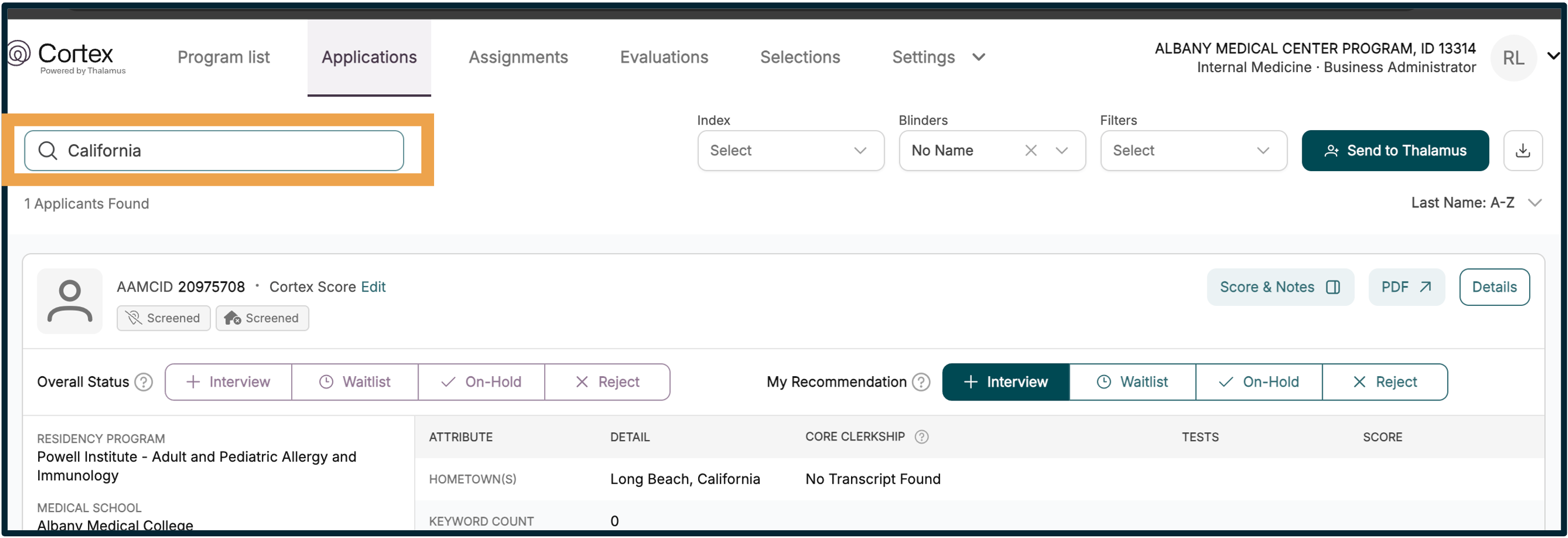Sorting and Searching Applications in Cortex – ThalamusGME