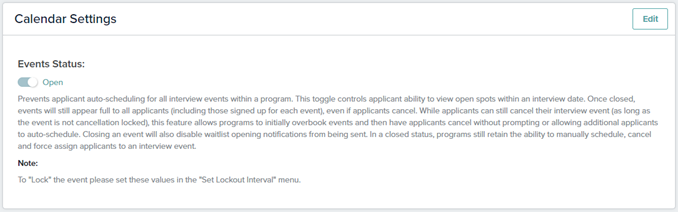 Calendar Settings Overview (Global Program Settings) – ThalamusGME